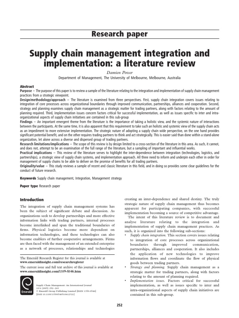 Supply Chain Management Integration and | PDF | Supply Chain | Supply Chain Management