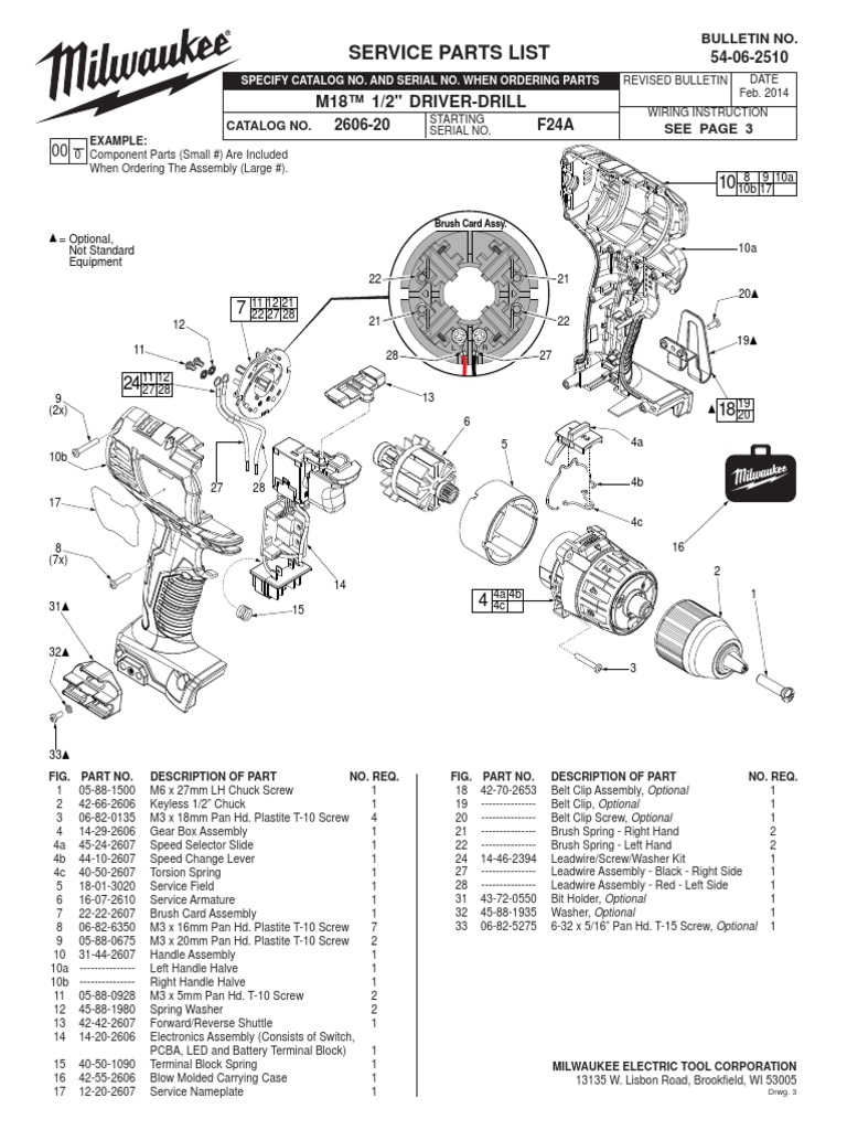 2606 20 (F24A) Milwaukee PB | PDF | Electrical Components | Electricity