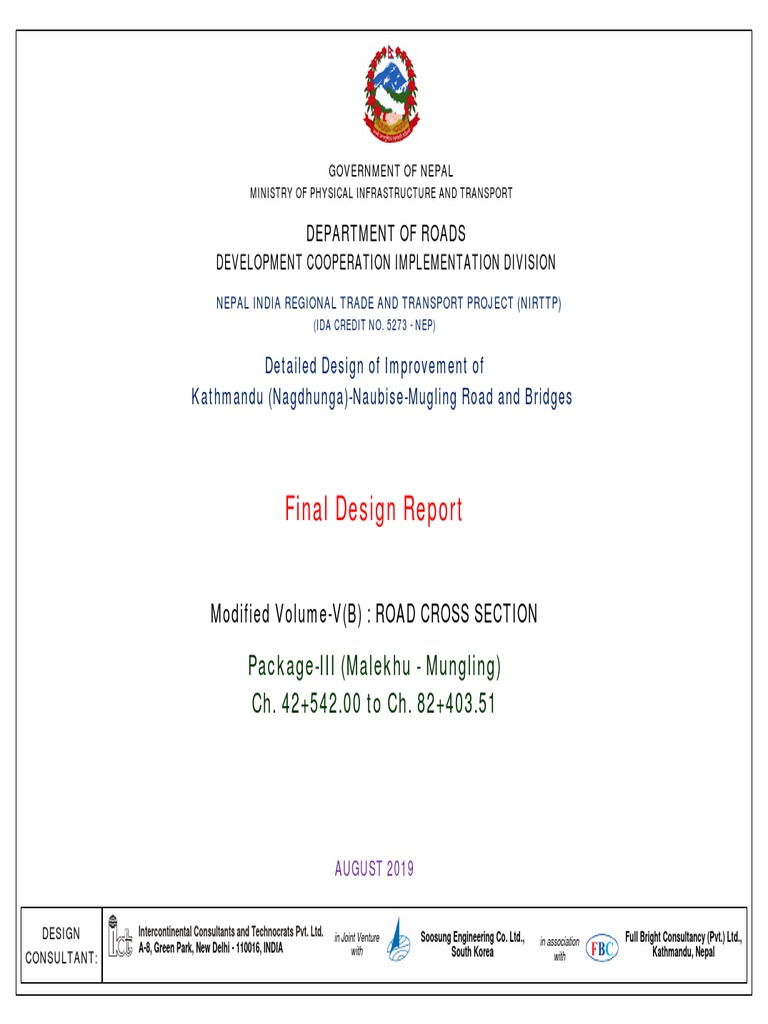Cross Section Drawings (Part I) of Road For SRCTIP-DOR-W-NNM-ICB-3 | PDF