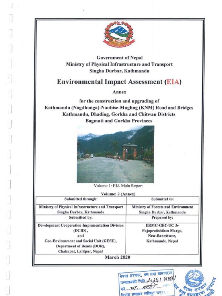 Final EIA Report of Kathmandu-Naubise-Mugling (KNM) Road - Annex Part - May 2020 | PDF