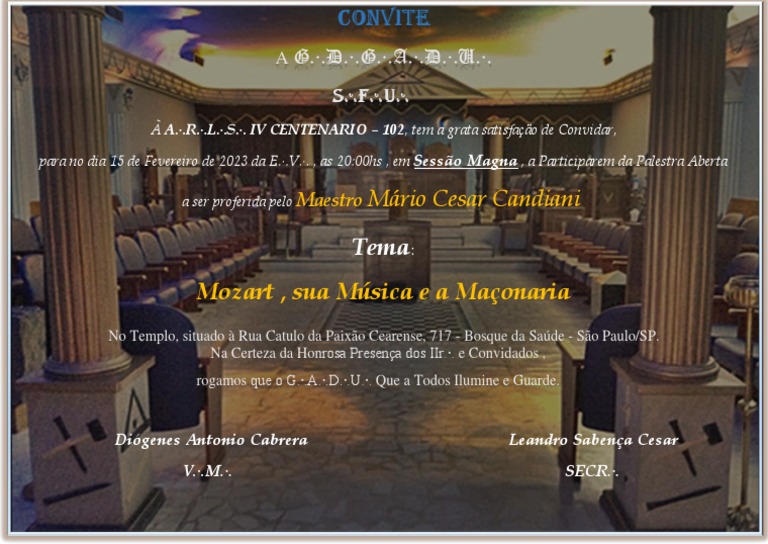 CONVITE Palestra Mário Cesar Candiani | PDF