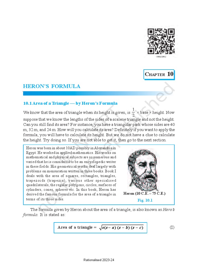 10.1 Area of A Triangle - by Heron's Formula | Download Free PDF | Area ...