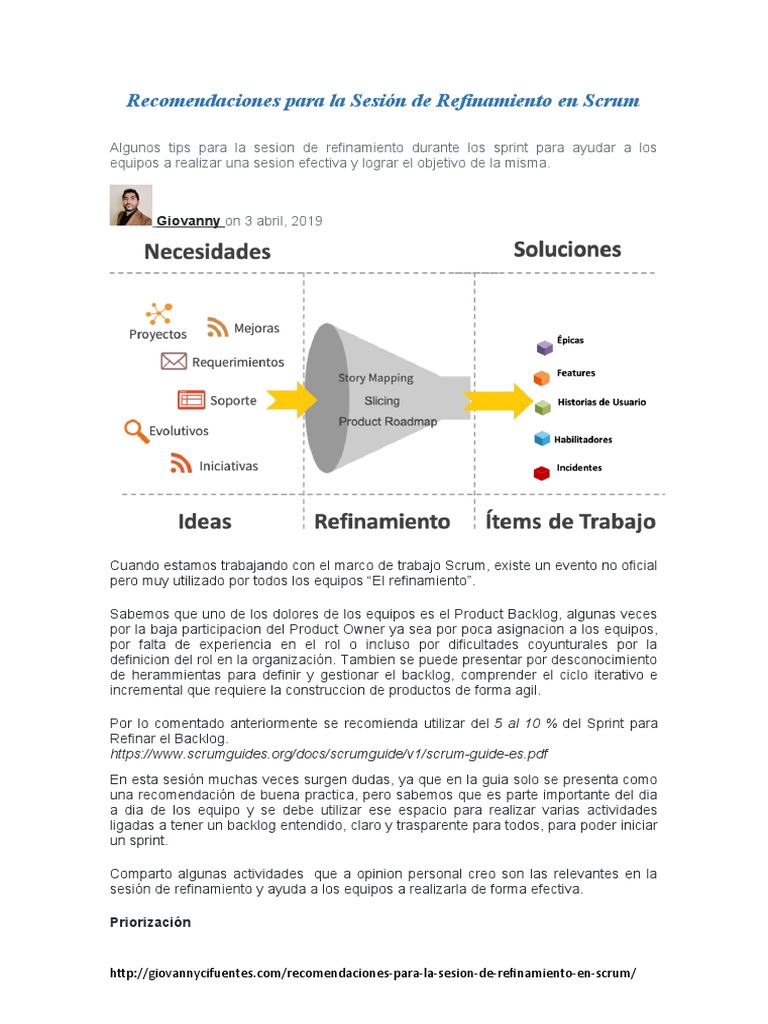 Scrum - Recomendaciones para La Sesión de Refinamiento en Scrum | PDF ...