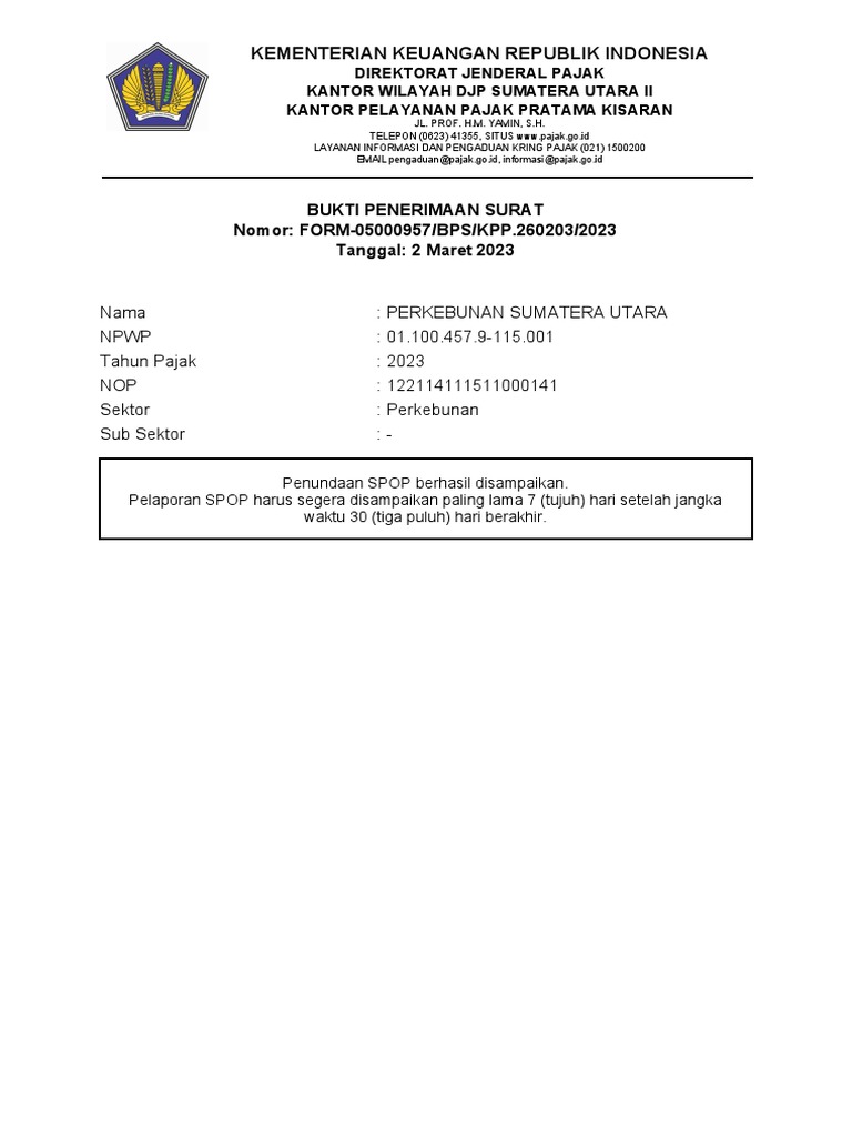 Form-05000957 BPS KPP.260203 2023 | PDF