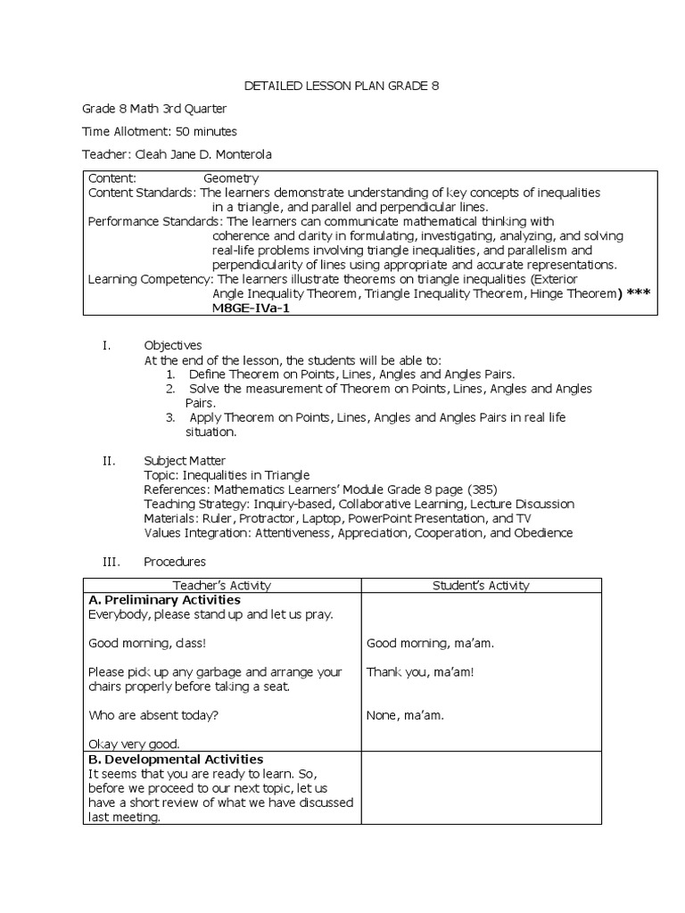 Lesson Plan - Module 8 - 094015 | PDF | Geometry | Elementary Geometry