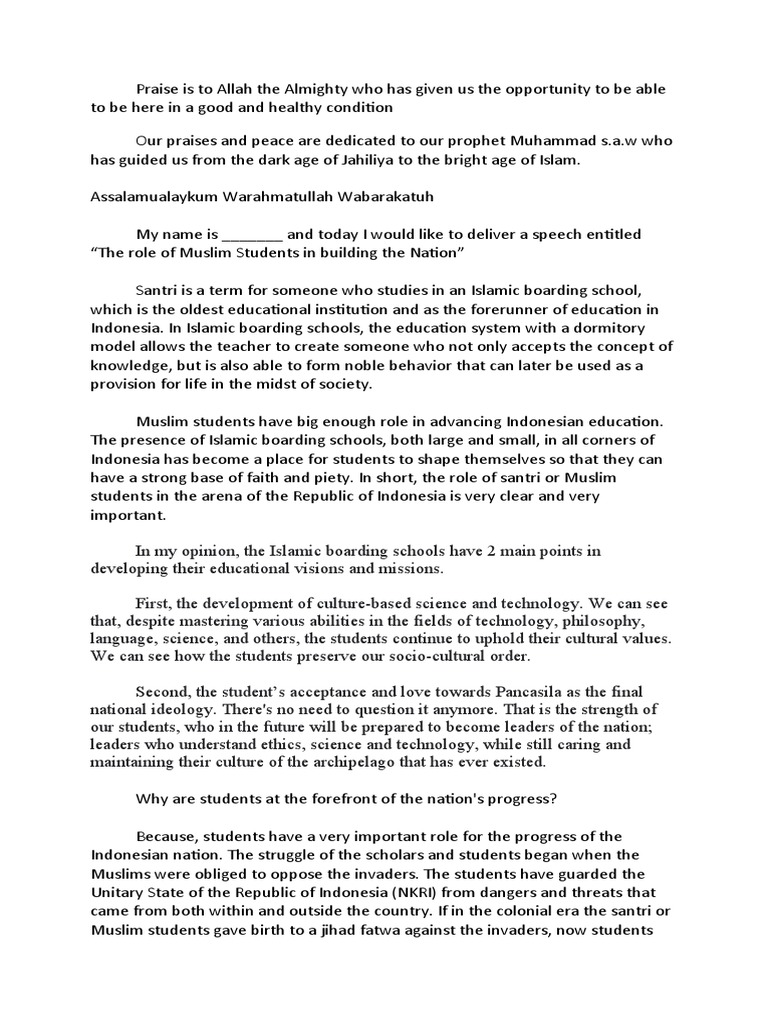 Muslim Students' Role in Nation Building | PDF | Indonesia | Science