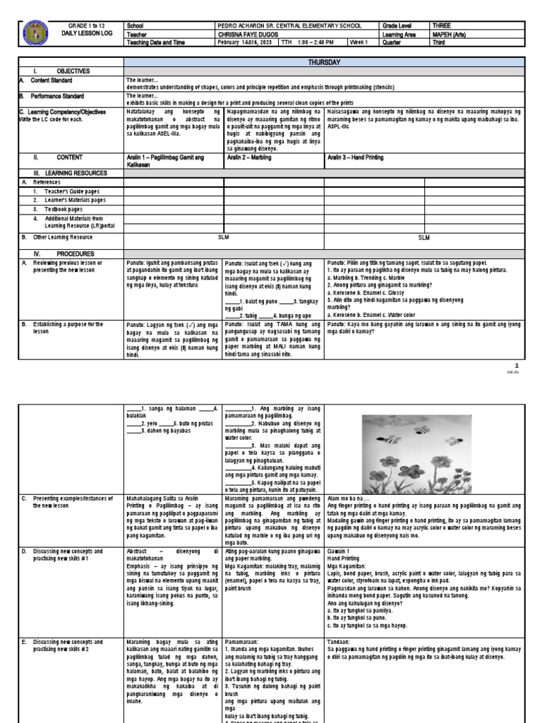 Dll-Mapeh 3 - Q3-W1 | PDF