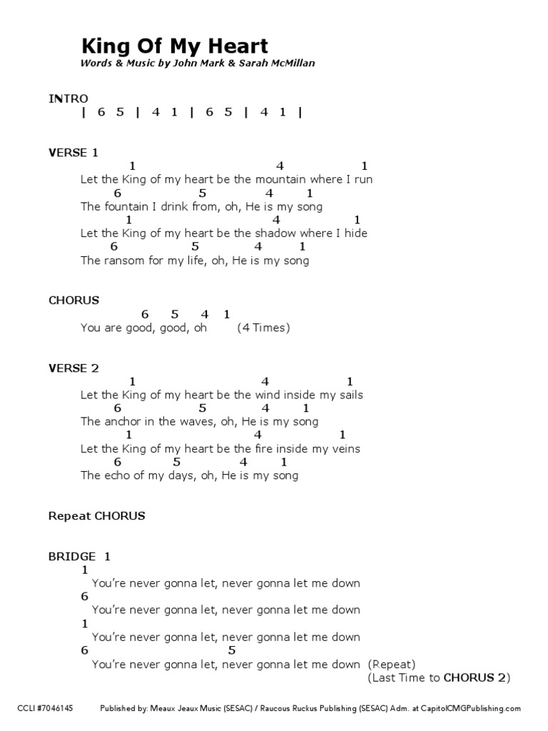 King of My Heart McMillan Numbers | PDF | Musical Forms | Songs