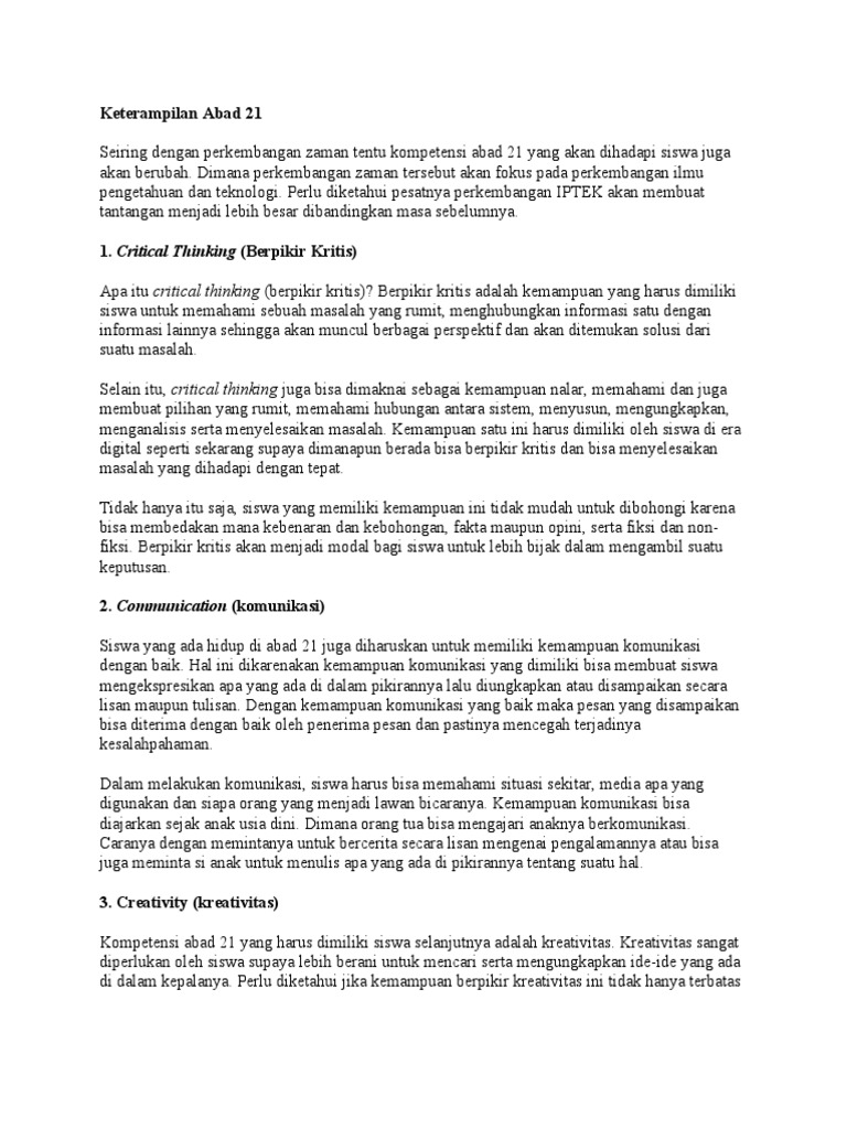 Keterampilan Abad 21 | PDF