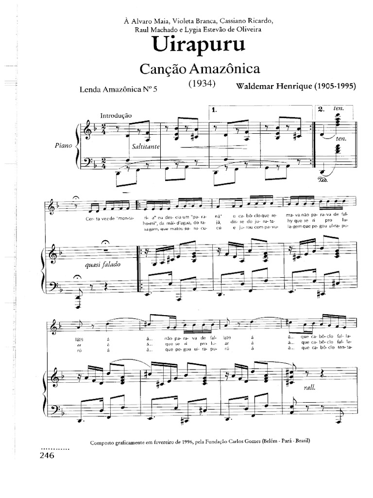 Partitura - Canto - Waldemar Henrique - Uirapuru | PDF