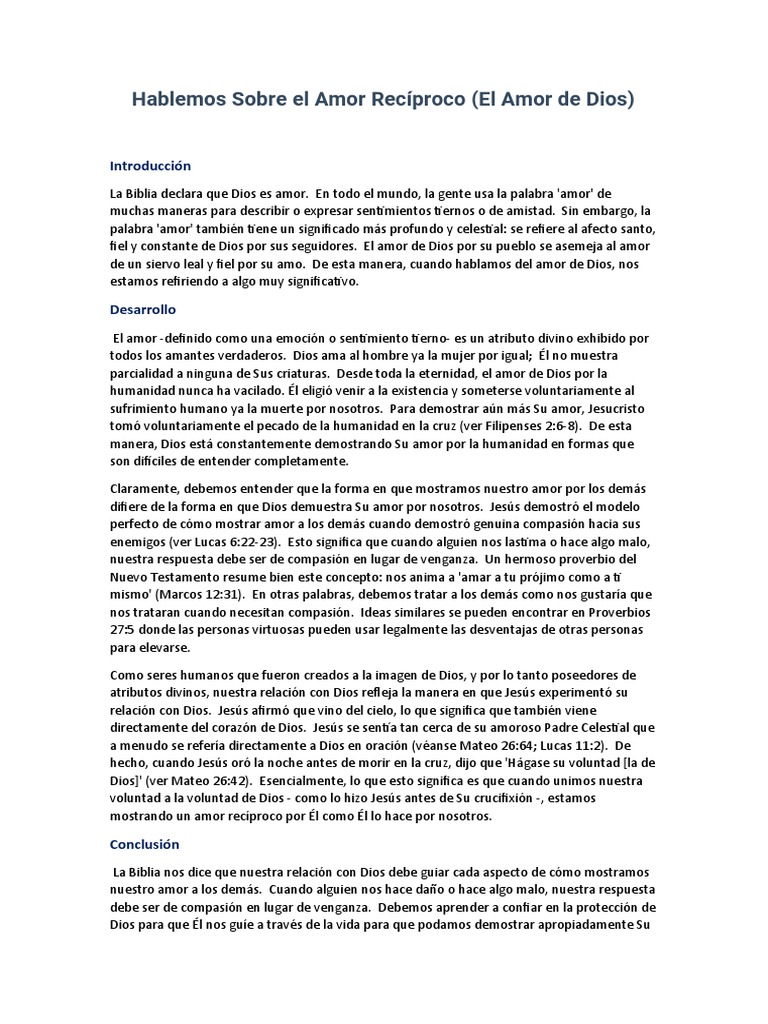 Hablemos Sobre El Amor Recíproco | PDF | Amor | Dios