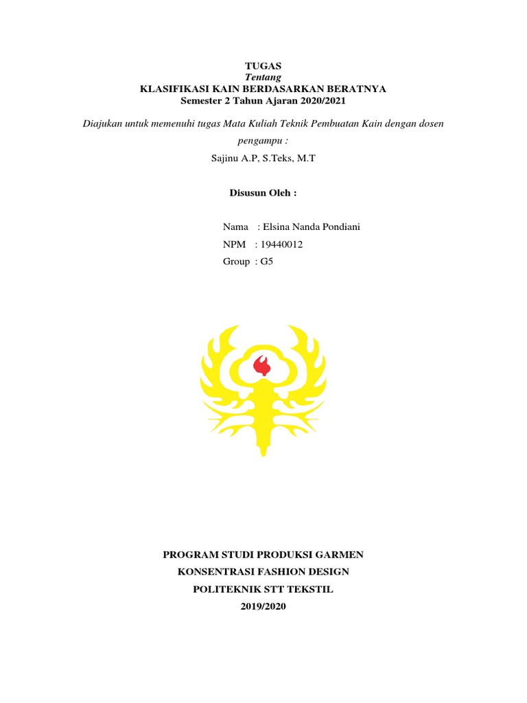 Klasifikasi Kain Berdasarkan Berat | PDF