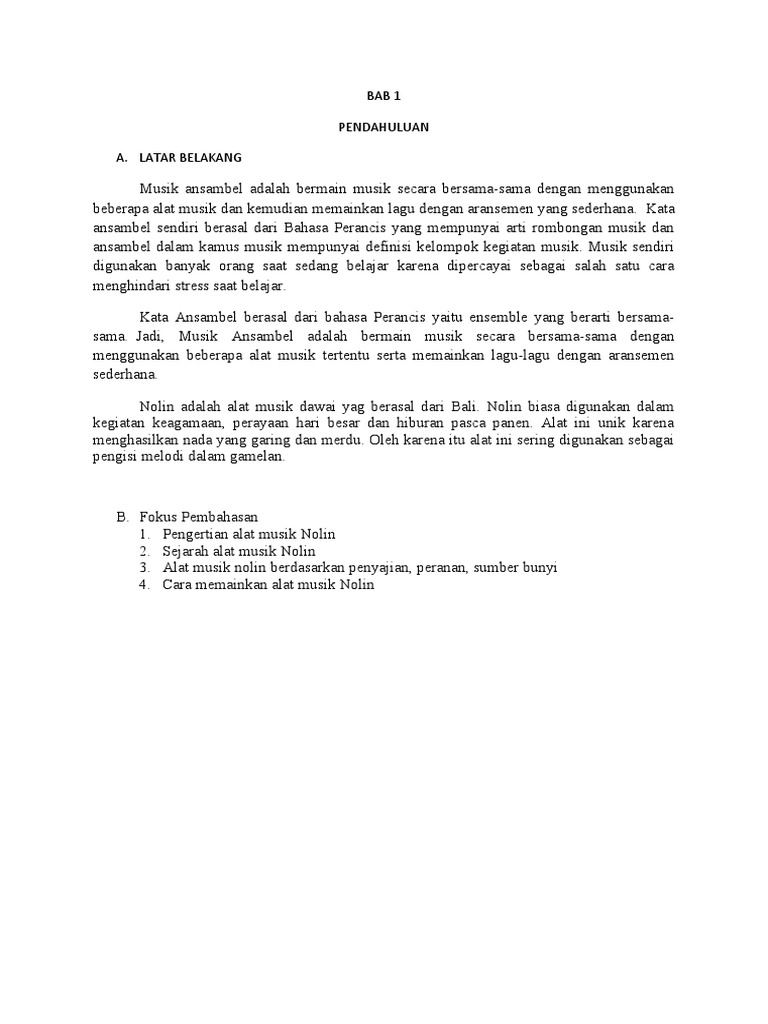 Musik Ansambel dan Alat Musik Nolin | PDF