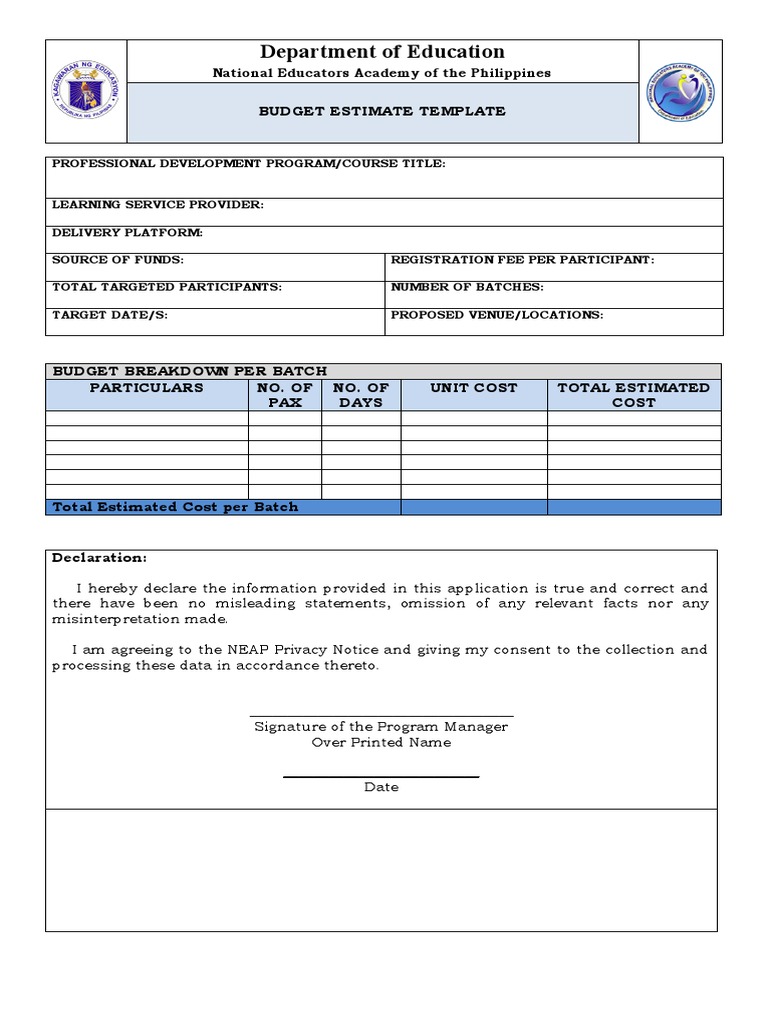 DM SGOD No. 24, S. 2023 - NEAP Budget Matrix | PDF