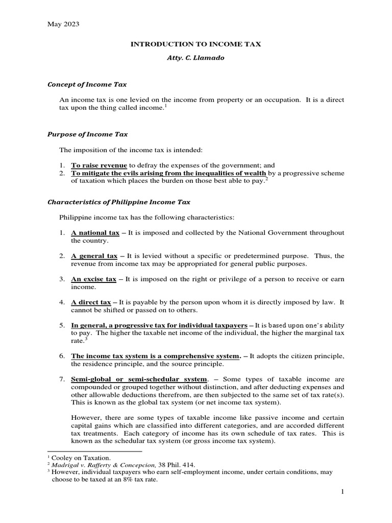 CPAR Income Tax of Individuals (Batch 93) - Handout | PDF | Taxes ...