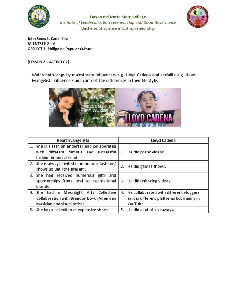 LESSON 1 B: Popular Culture, Subcultures and Countercultures ...