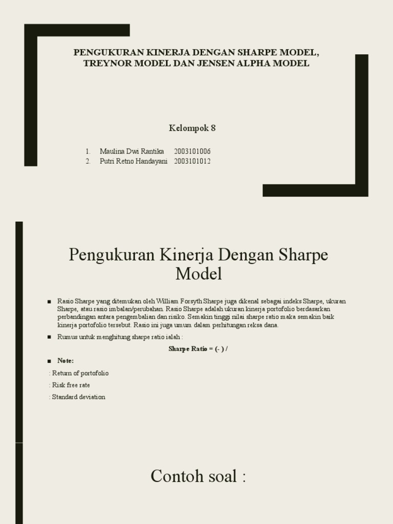 Pengukuran Kinerja Reksadana: Sharpe, Treynor, Jensen | PDF ...
