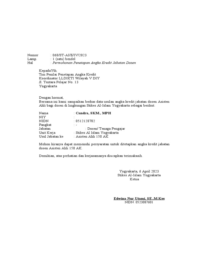 Can - Surat Permohonan Pengakuan AK | PDF