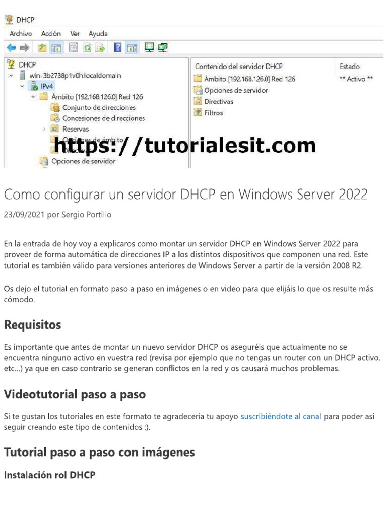 Como Configurar Un Servidor DHCP en Windows Server 2022 - TutorialesIT | PDF