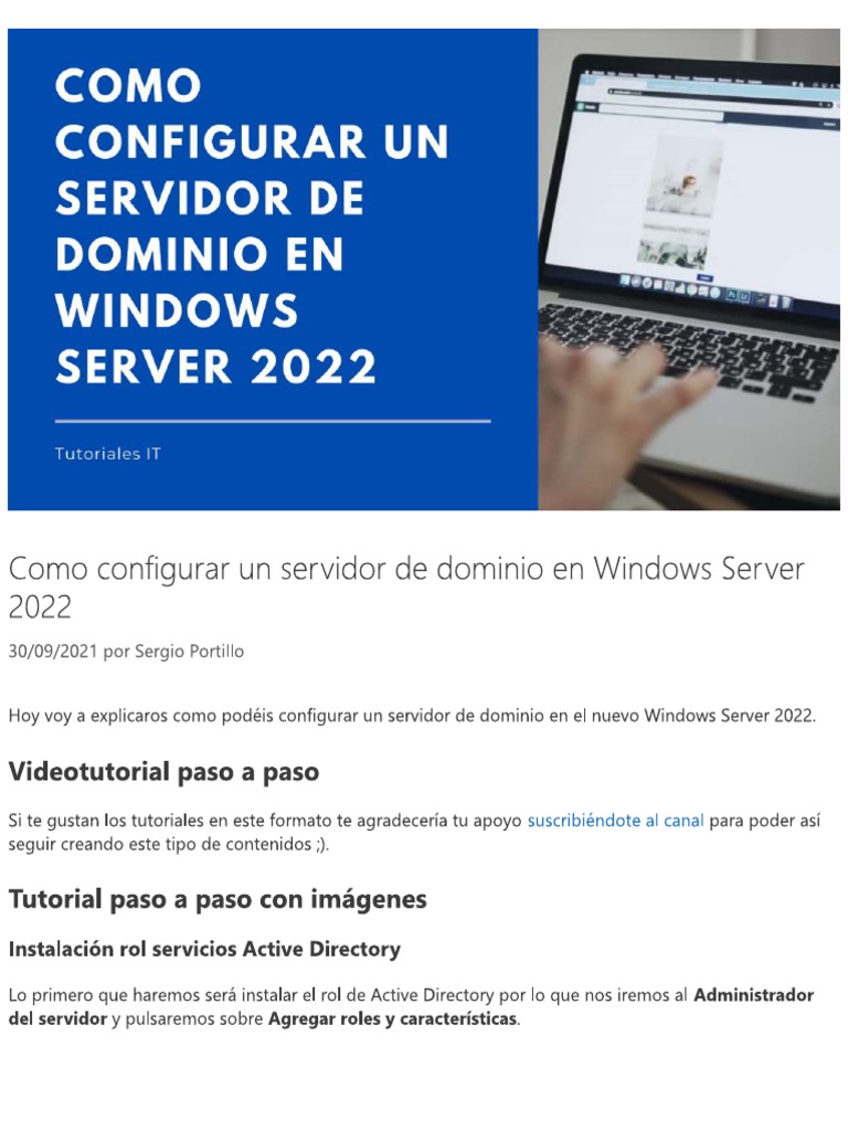 Como Configurar Un Servidor de Dominio en Windows Server 2022 - TutorialesIT | PDF