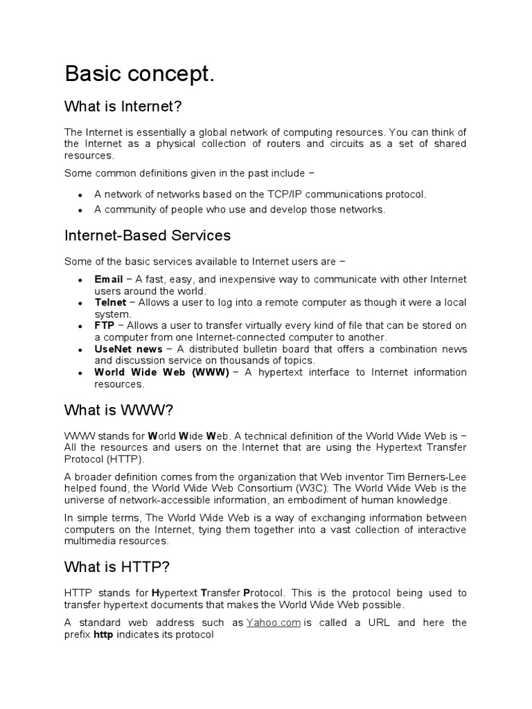 Basic Concept Web Desiging | PDF | World Wide Web | Internet & Web