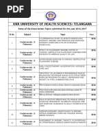 Thesis Synopsis Format Rguhs | PDF | Thesis | Medicine