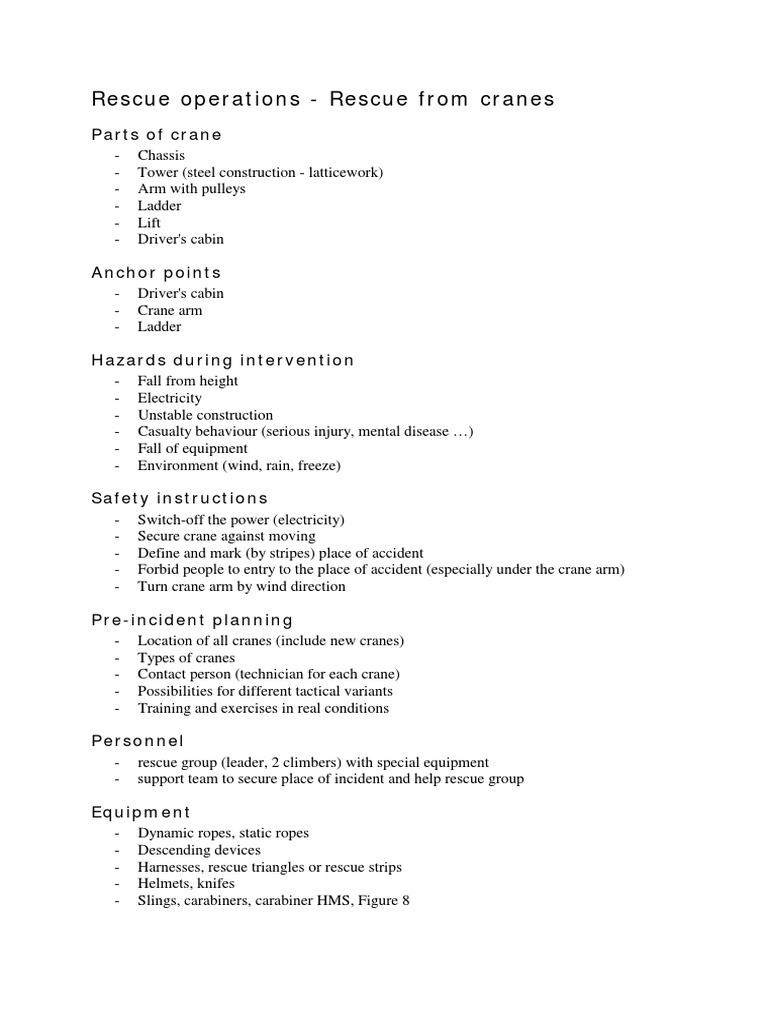Rescue from Cranes Guide | PDF | Crane (Machine) | Ladder