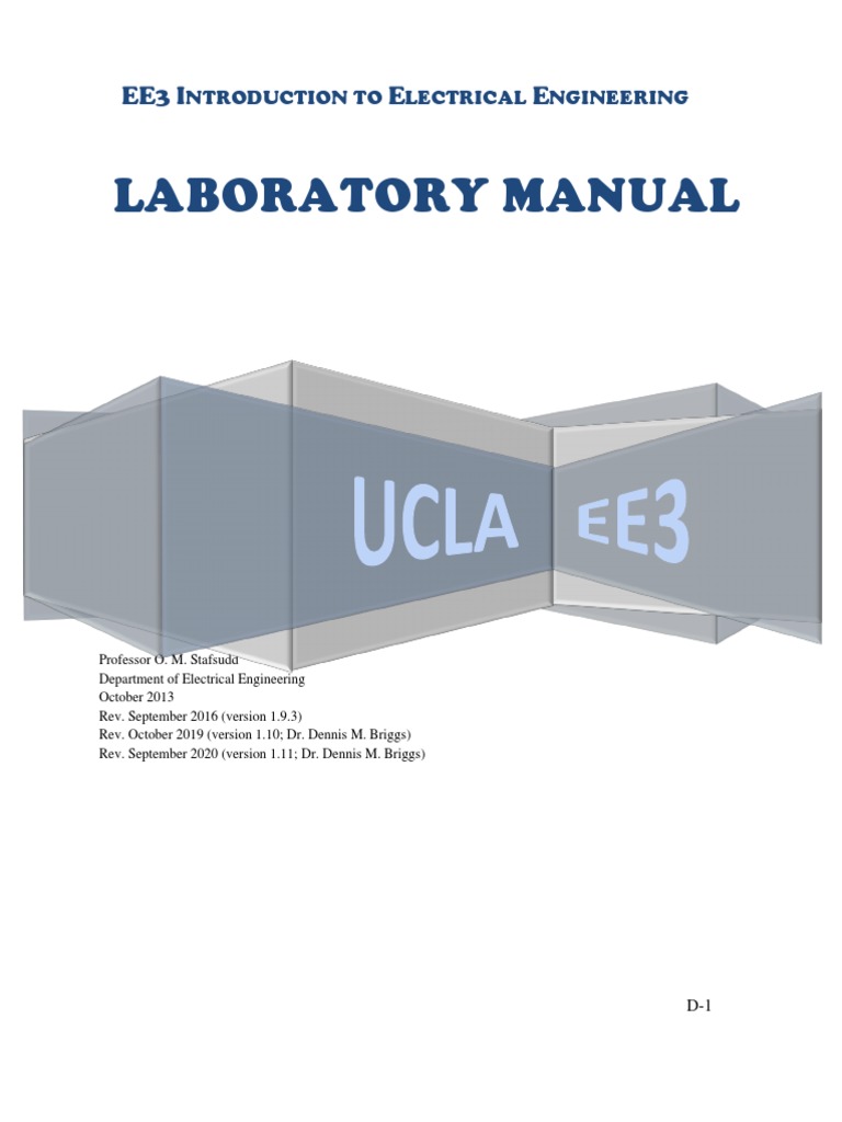 Laboratory Manual: EE3 I E E | PDF | Resistor | Electrical Impedance
