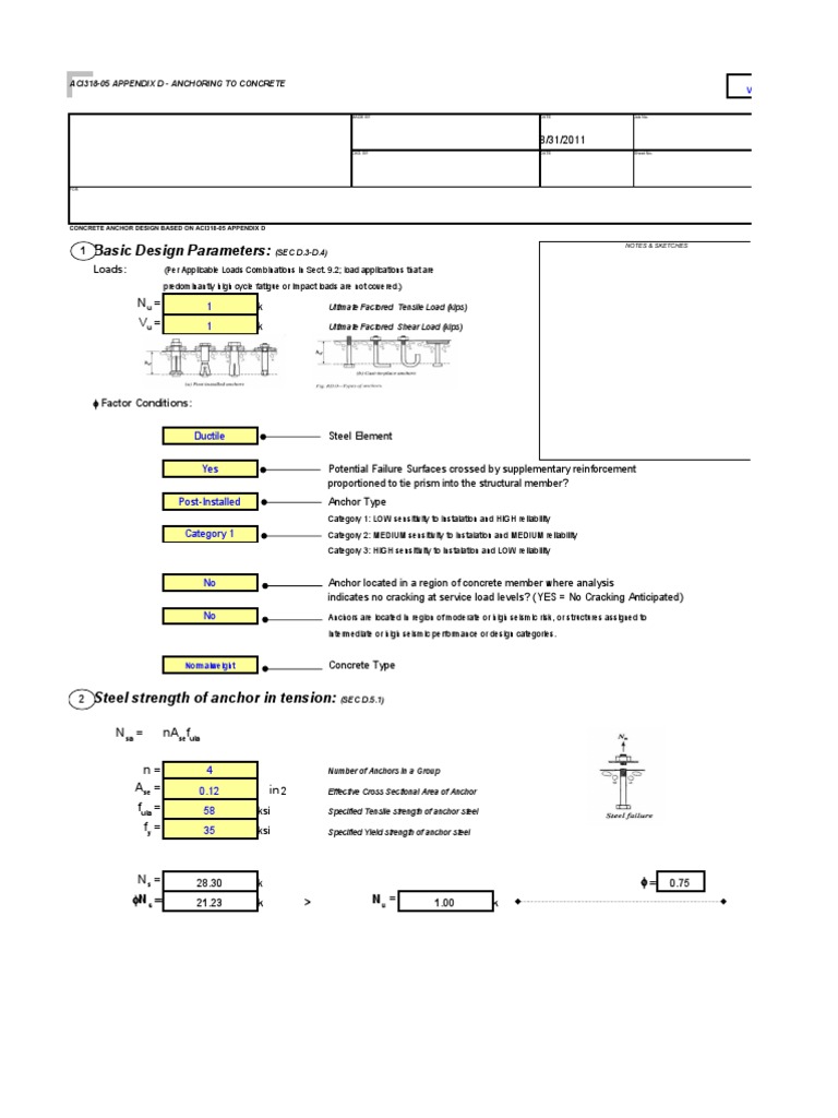 Anchor Bolt | PDF | Strength Of Materials | Spreadsheet