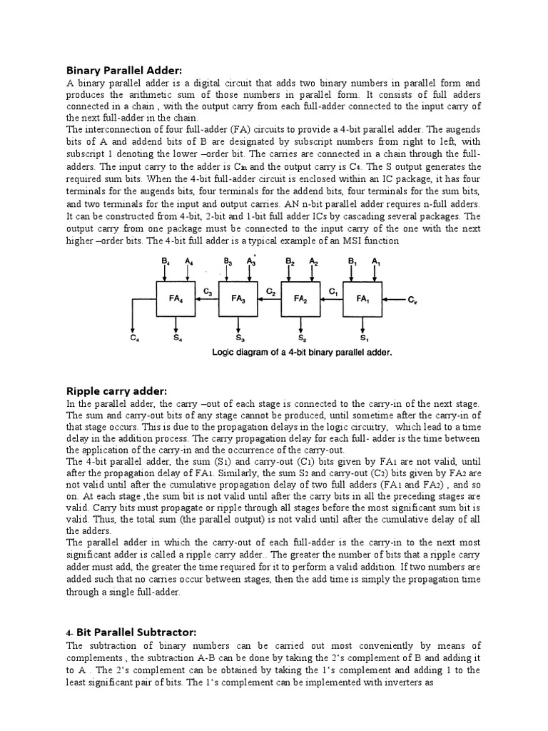 Binary Adder | PDF | Digital Electronics | Electronics