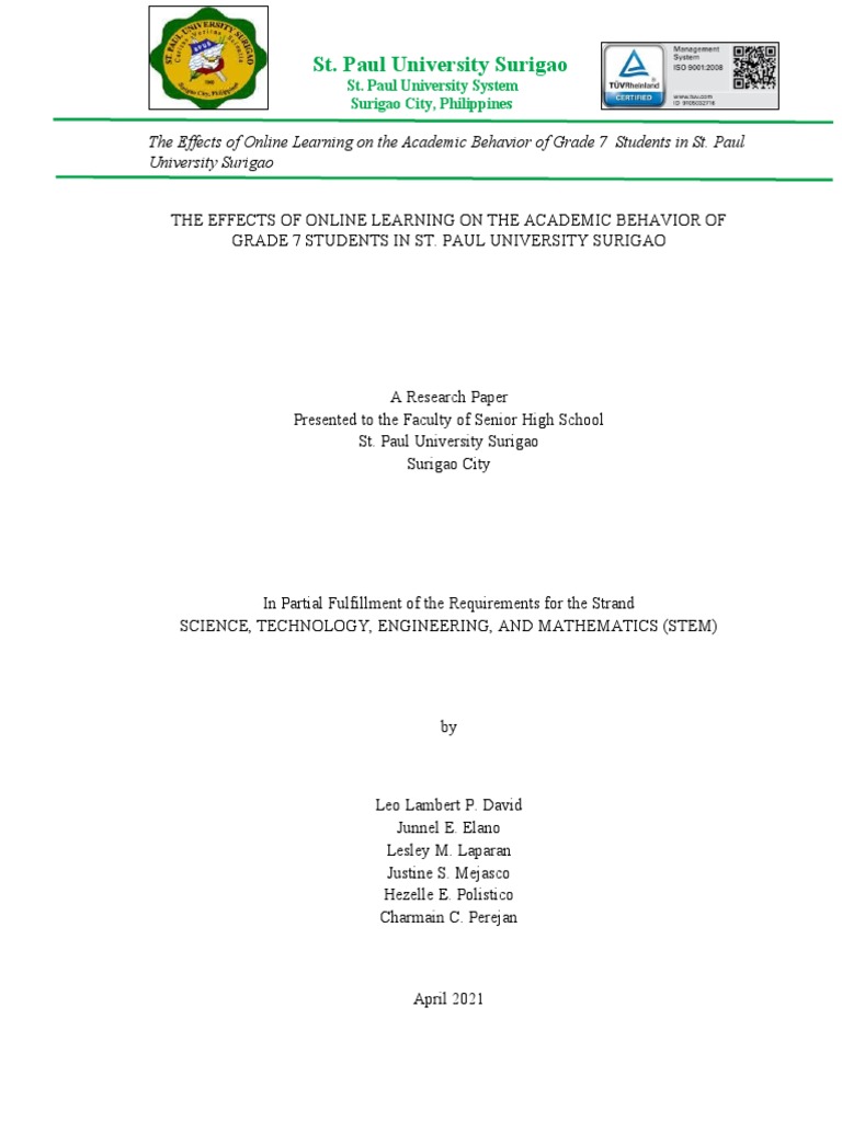 St. Paul University Surigao | PDF | Educational Technology | Learning