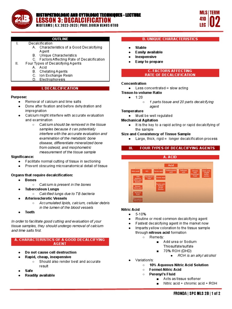 Decalcification - SPC MLS 2B - Histopath Lec | Download Free PDF | Acid ...