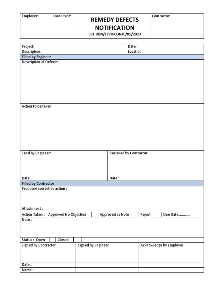XXX - Rdn.tlvr-Con.c.xx.20xx - Master Remedy Defect Notification | PDF
