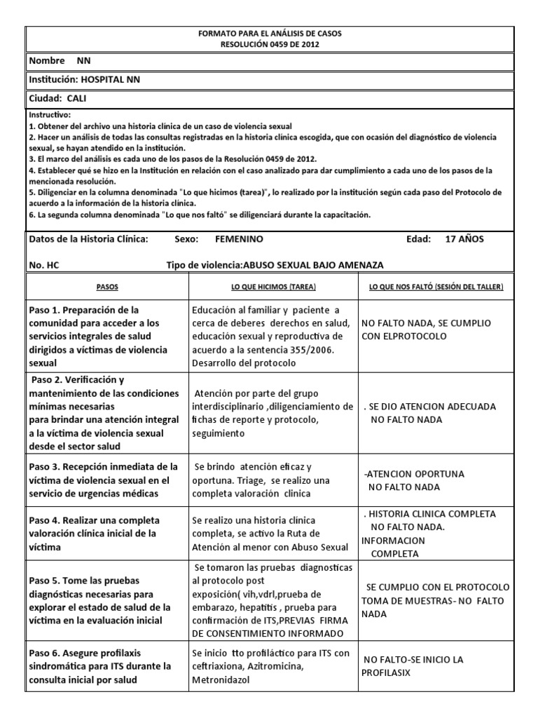 Tarea Ejemplo | PDF | Historial médico | Violencia