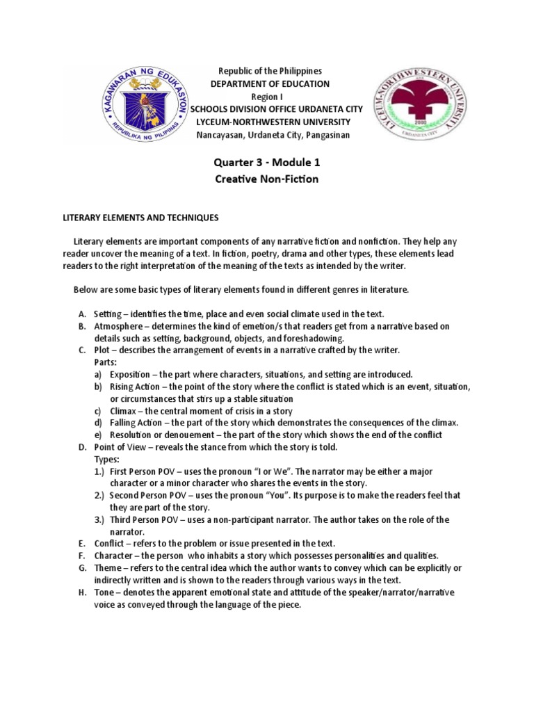 Quarter 3 - Module 1 Creative Non-Fiction | PDF | Narration | Narrative