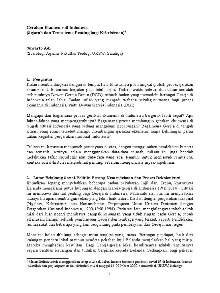 Gerakan Ekumenisme Di Indonesia | PDF | Ilmu Sosial | Agama & Spiritualitas