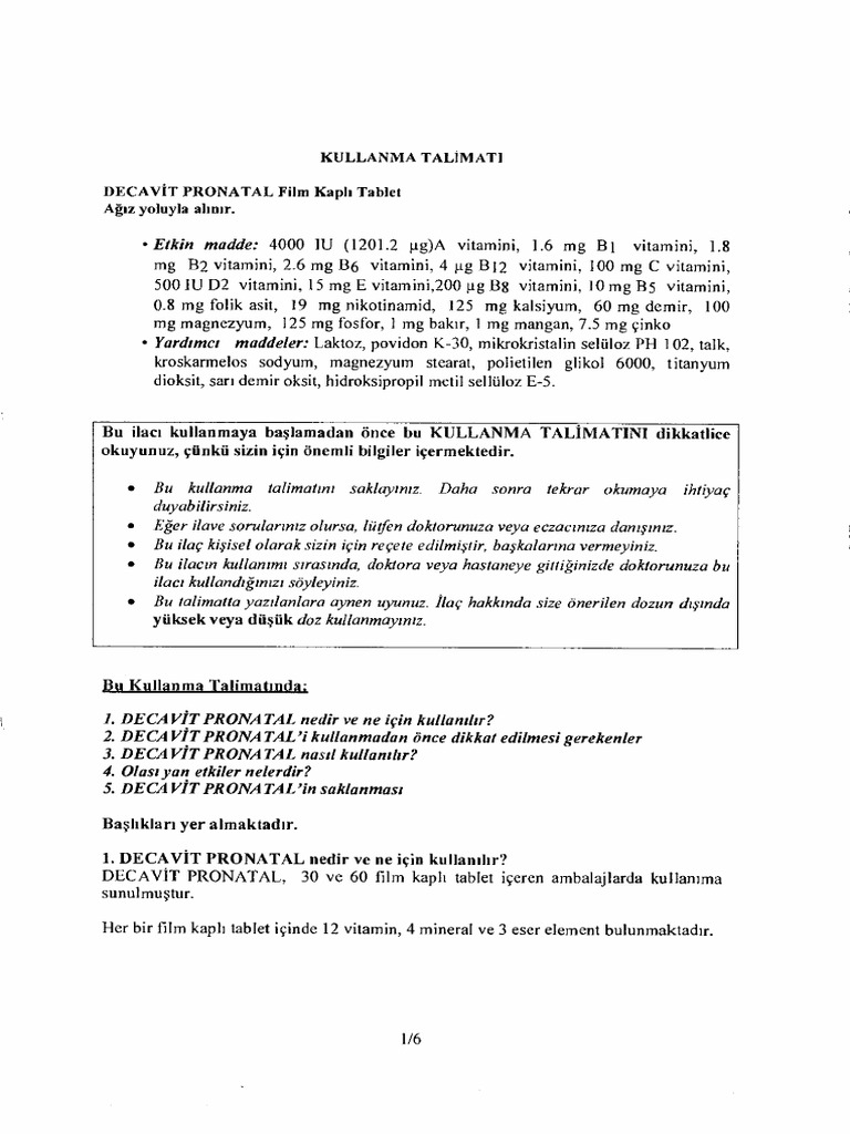 Decavit Pronatal Film Tablet b4b7 KT | PDF