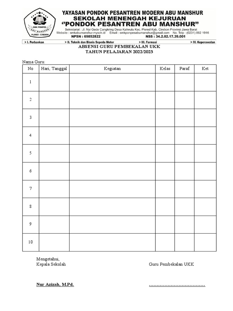 Absensi Guru Pengayaan | PDF