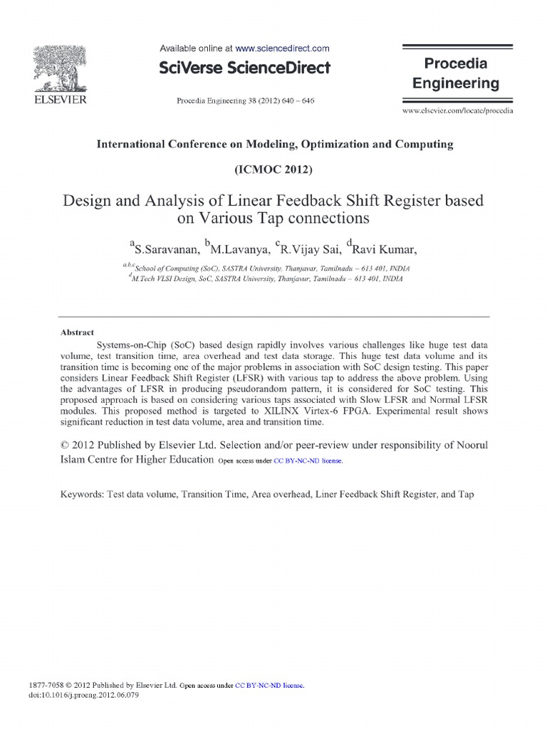 Design and Analysis of Linear Feedback Shift Register Based On Various Tap Connections ...