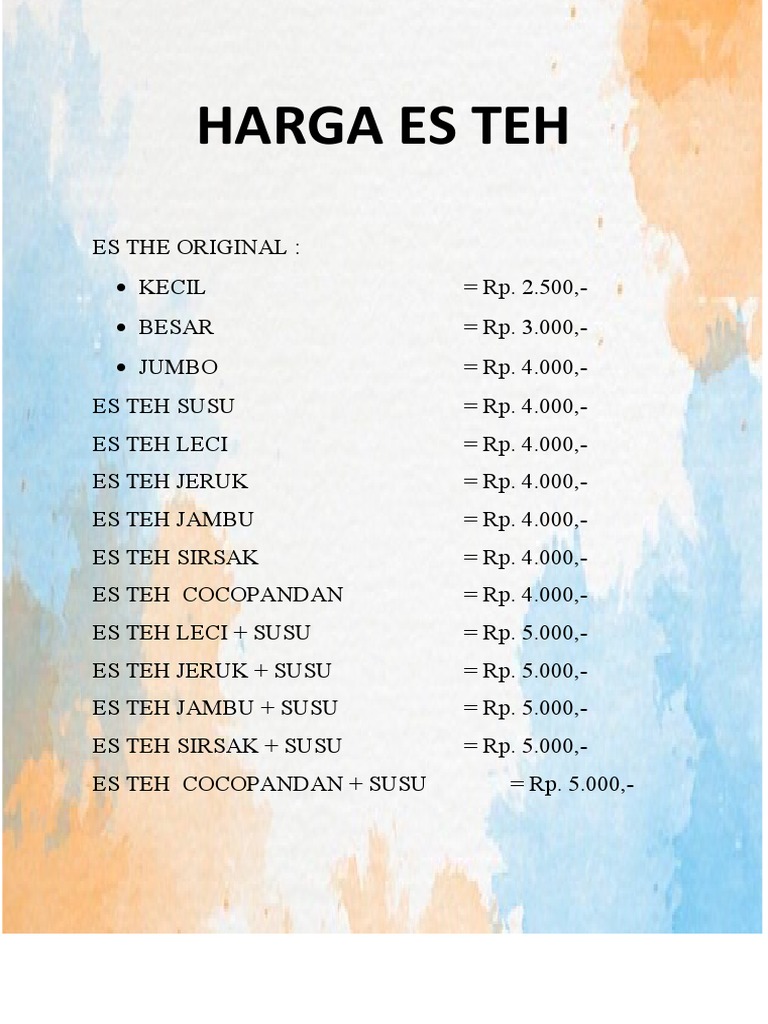 Harga Es Teh | PDF