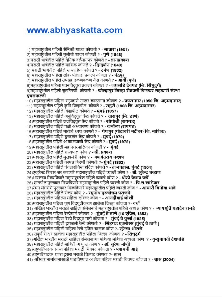 Maharashtra GK Question | PDF
