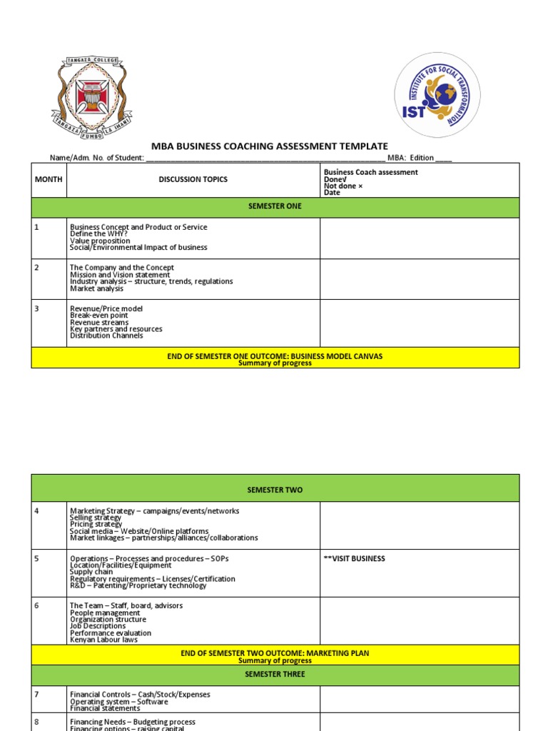MBA Business Coaching Template | PDF | Business | Market (Economics)