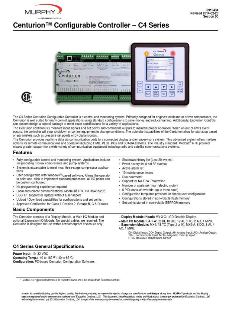 Centurion Datasheet | PDF | Programmable Logic Controller | Usb