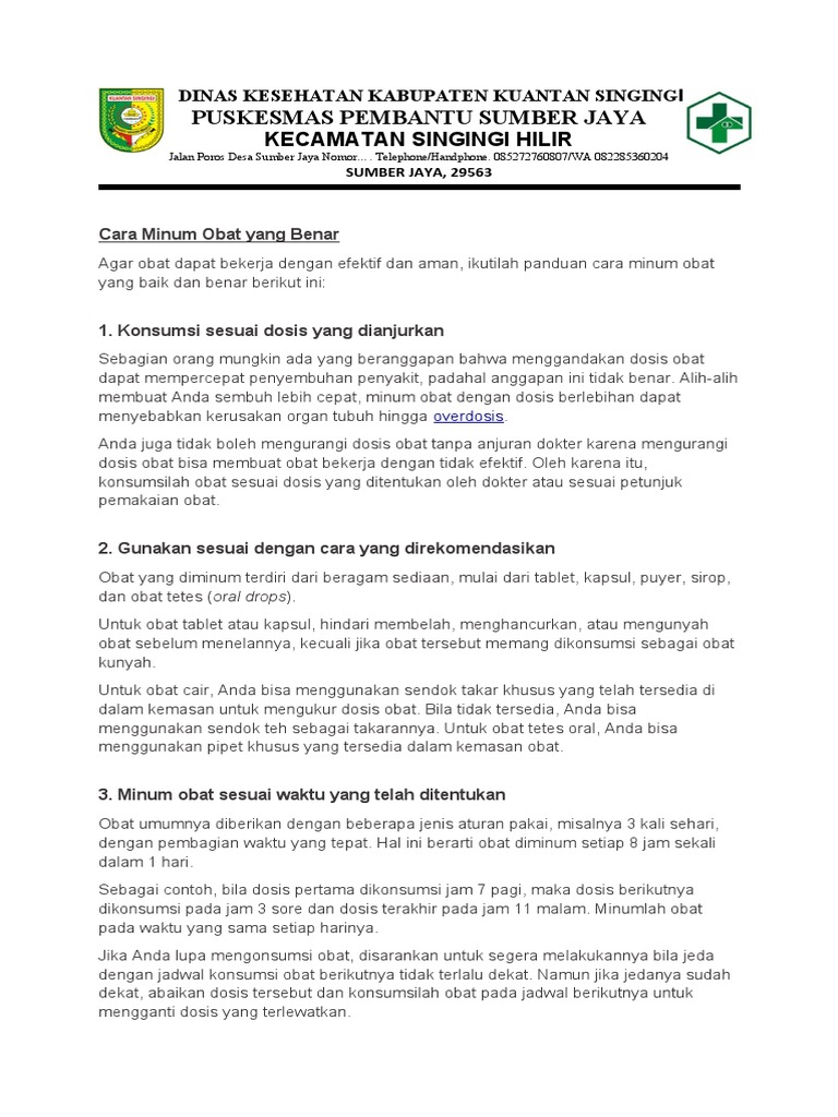Cara Minum Obat Yang Baik Dan Benar | PDF