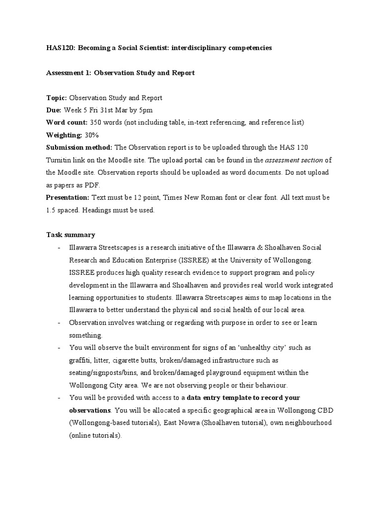 Assessment 1 Observation and Report Instructions | PDF | Tutorial