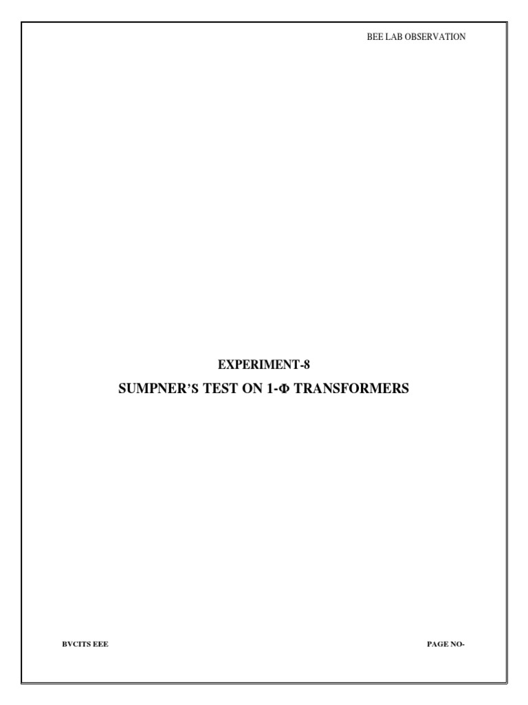 Exp-8 Sump Test | PDF | Transformer | Electrical Engineering