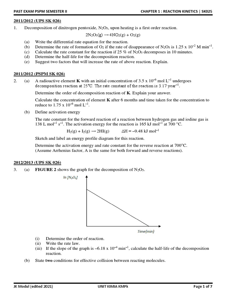 Chapter 1 Reaction Kinetics | PDF | Reaction Rate | Reaction Rate Constant Chapter 1 Reaction Kinetics | PDF | Reaction Rate | Reaction Rate Constant