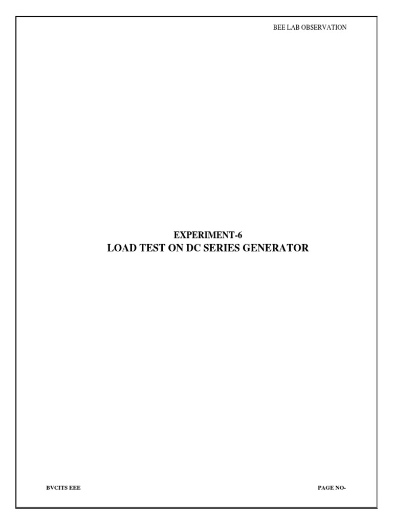 Load Test on DC Series Generator | PDF | Electric Generator | Electric ...
