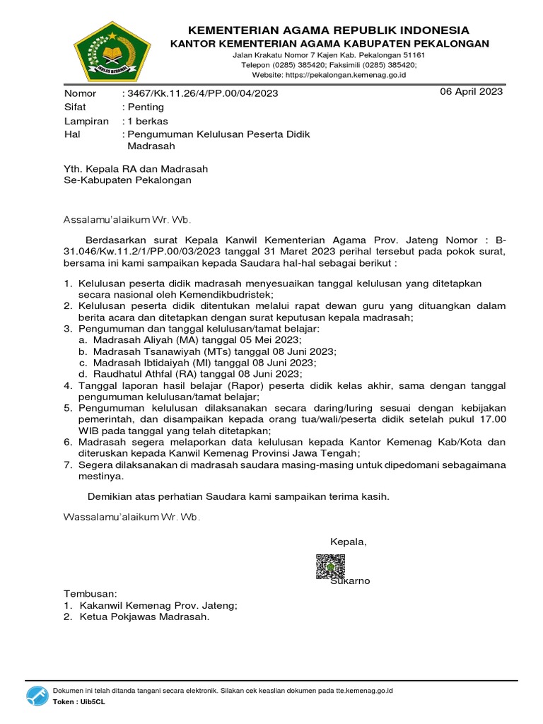 Surat Edaran Kelulusan Dan Tanggal-Tanggal Penting Madrasah TP 2022 ... Surat Edaran Kelulusan Dan Tanggal-Tanggal Penting Madrasah TP 2022 ...