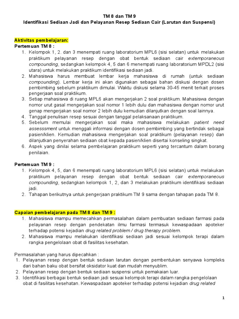 Soal - TM 8 Dan TM 9 Compounding Praktikum FP2 | PDF